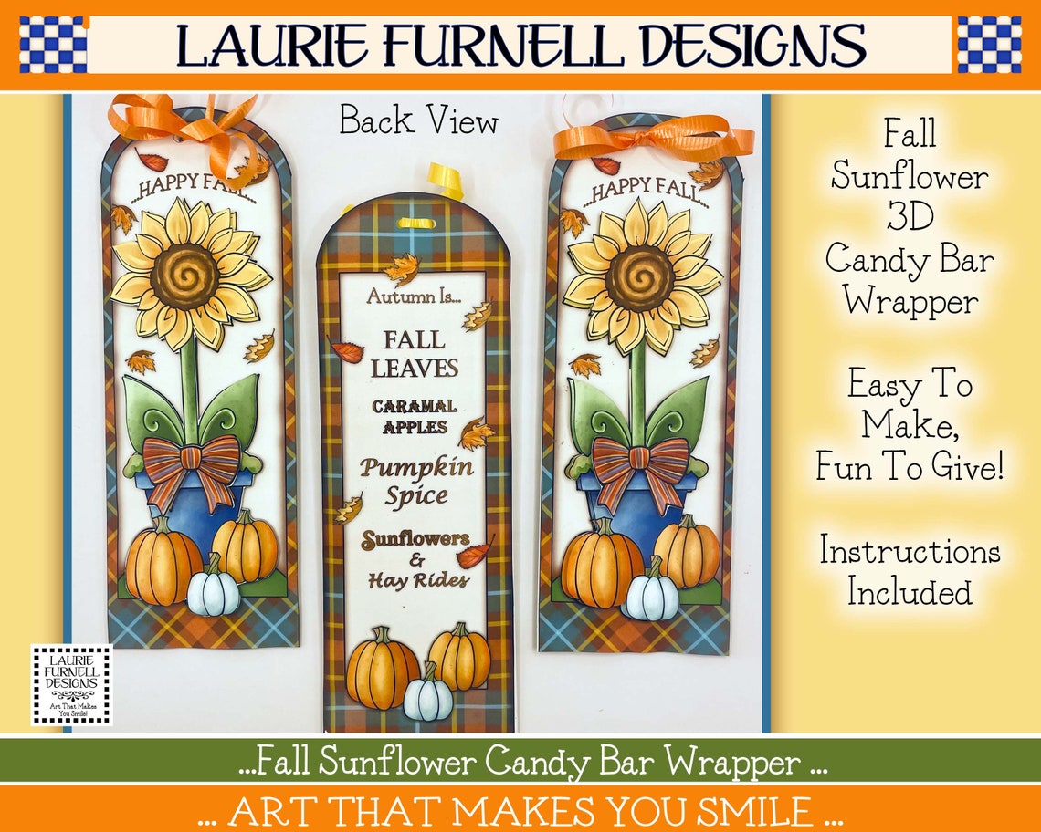 Sunflower Candy Wrapper Fall Candy Bar Wrapper Laurie - Etsy
