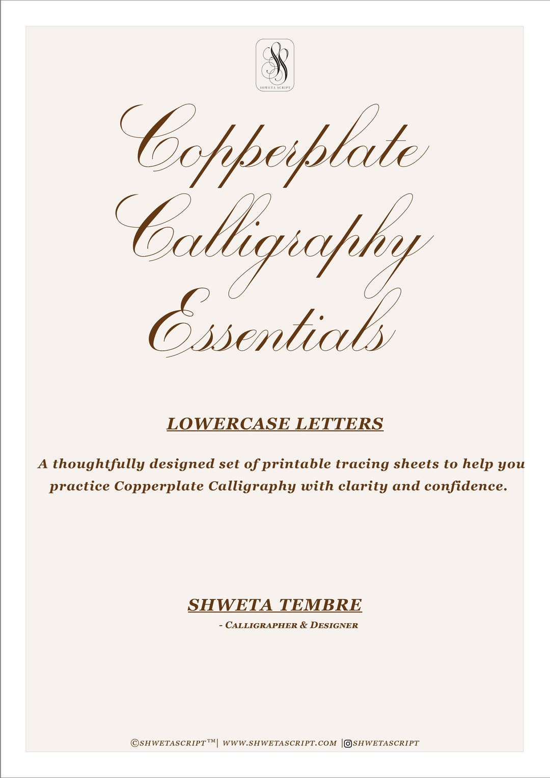Copperplate Calligraphy Lowercase Tracing Sheets - Practice Guide ...