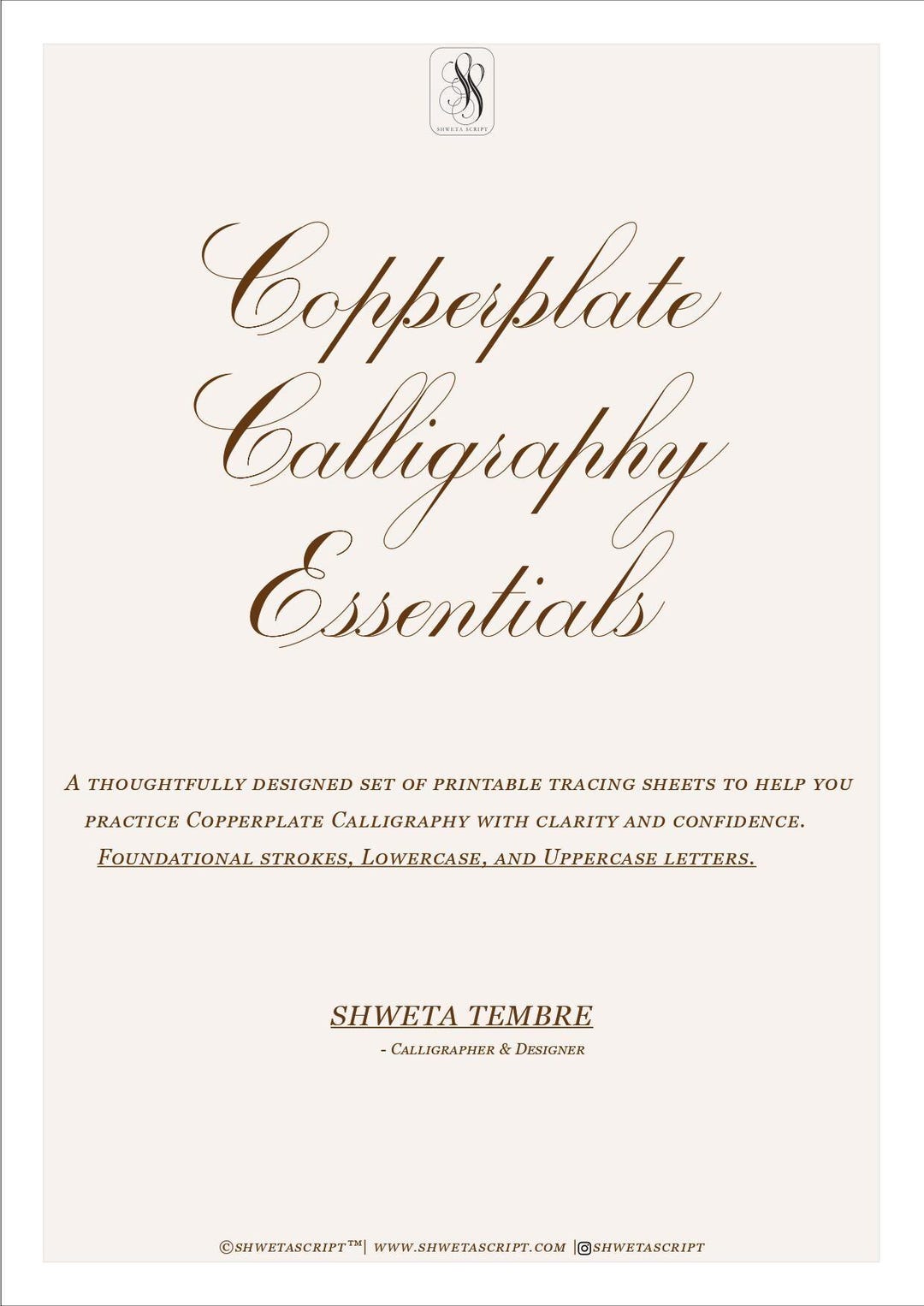 Copperplate Calligraphy Alphabet Workbook-67 Pages- Lowercase ...