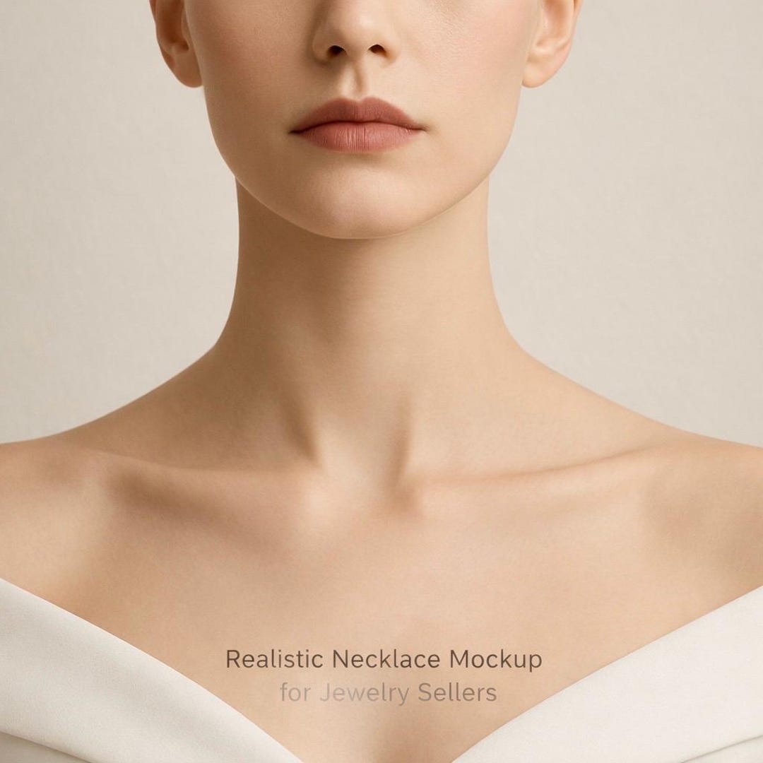 Necklace Mockup on Model -realistic Neck Template for Jewelry Sellers ...