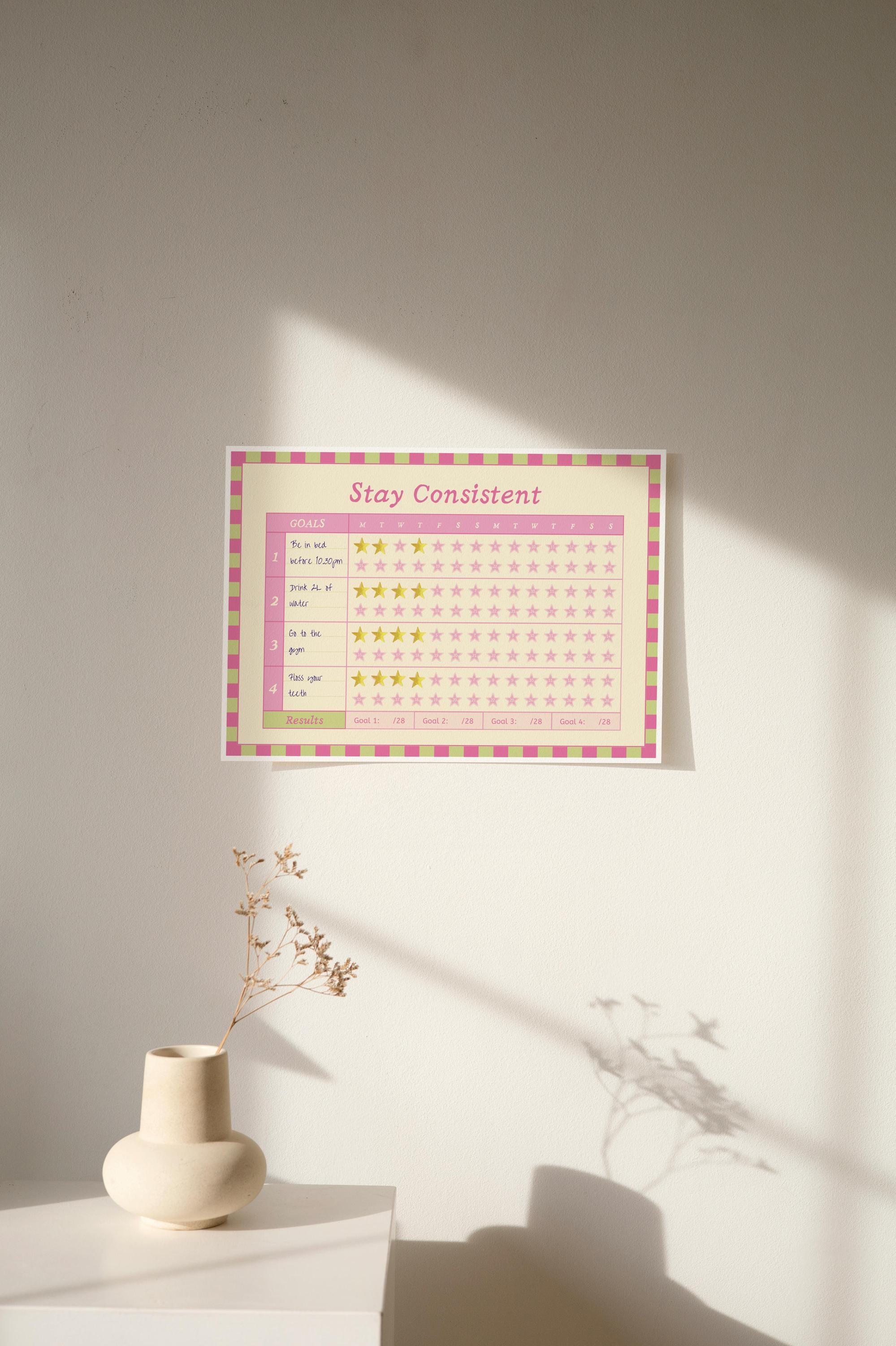 Star Sticker Habit Tracker Printable A3 - 4 Goals Over 28 Days - Etsy