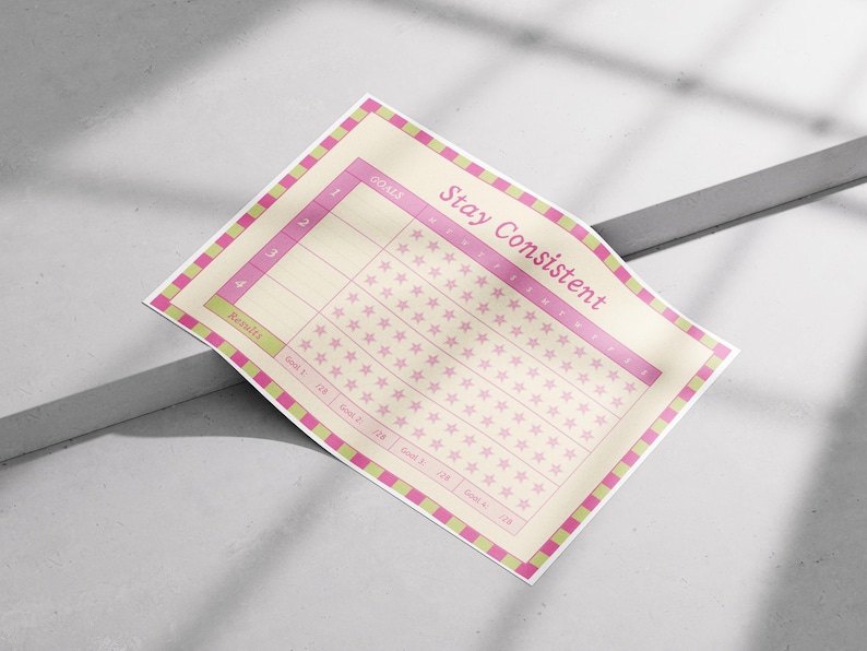 Star Sticker Habit Tracker Printable A3 - 4 Goals Over 28 Days - Etsy