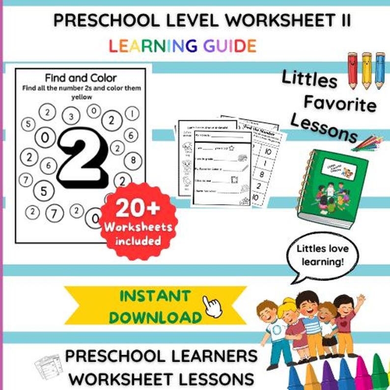 Preschool Worksheets Printable Bundle | Letters, Numbers, Colors ...