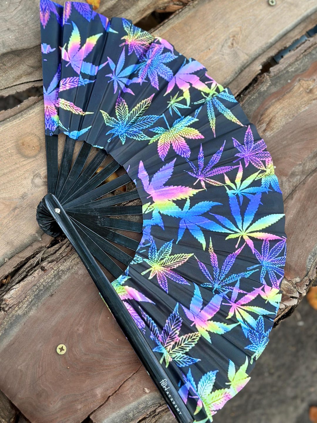 UV Reactive Festival Hand Fan & Holster: Glow-in-the-dark Rave ...