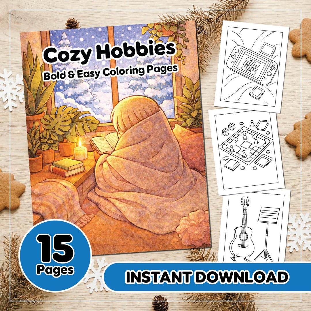 Bold and Easy Cozy Hobbies Coloring Pages | Large Print Simple Relaxing ...