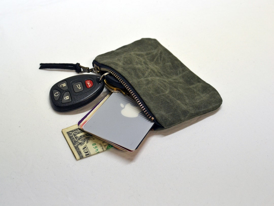 Waxed Cotton Canvas Zip Zipper Wallet / Credit Card Wallet ID Wallet ...
