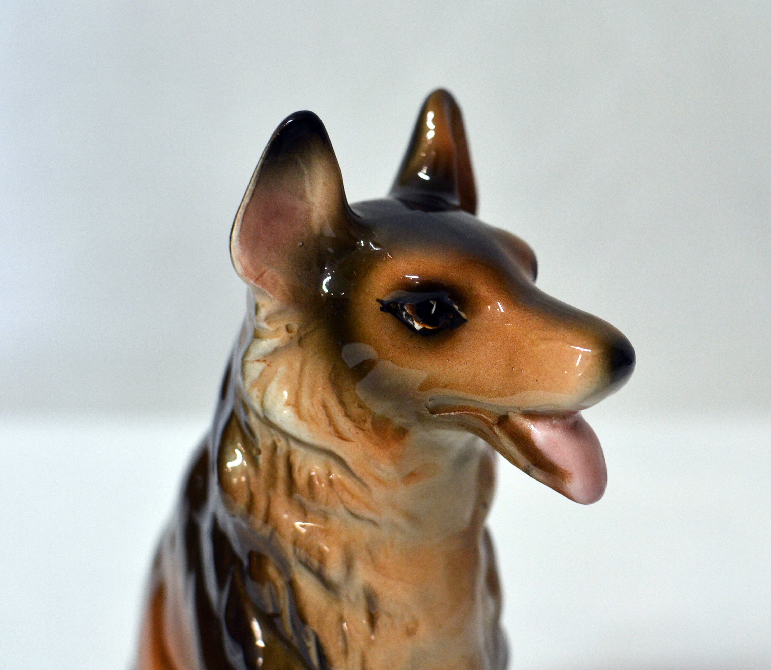 German Shepherd Ceramic Dog Statue Figurine / Sweet Facial Expression ...