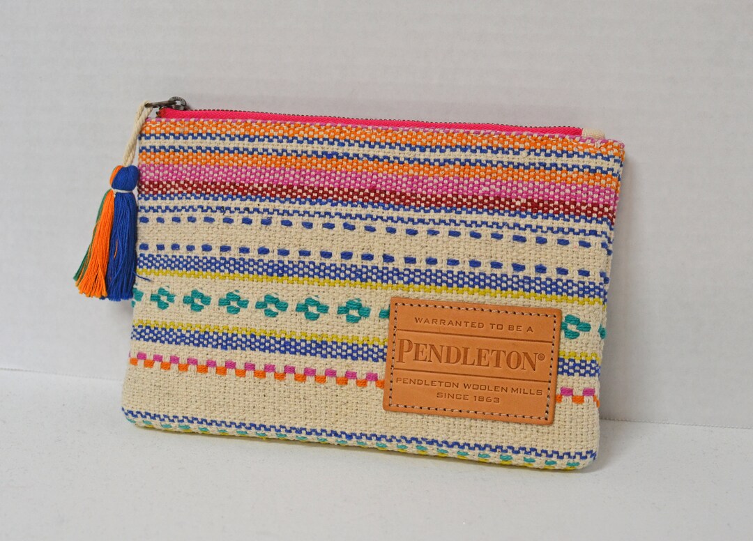 Pendleton Clutch Purse Poloma Cotton Zipper Pouch Bright Pastel Colors ...