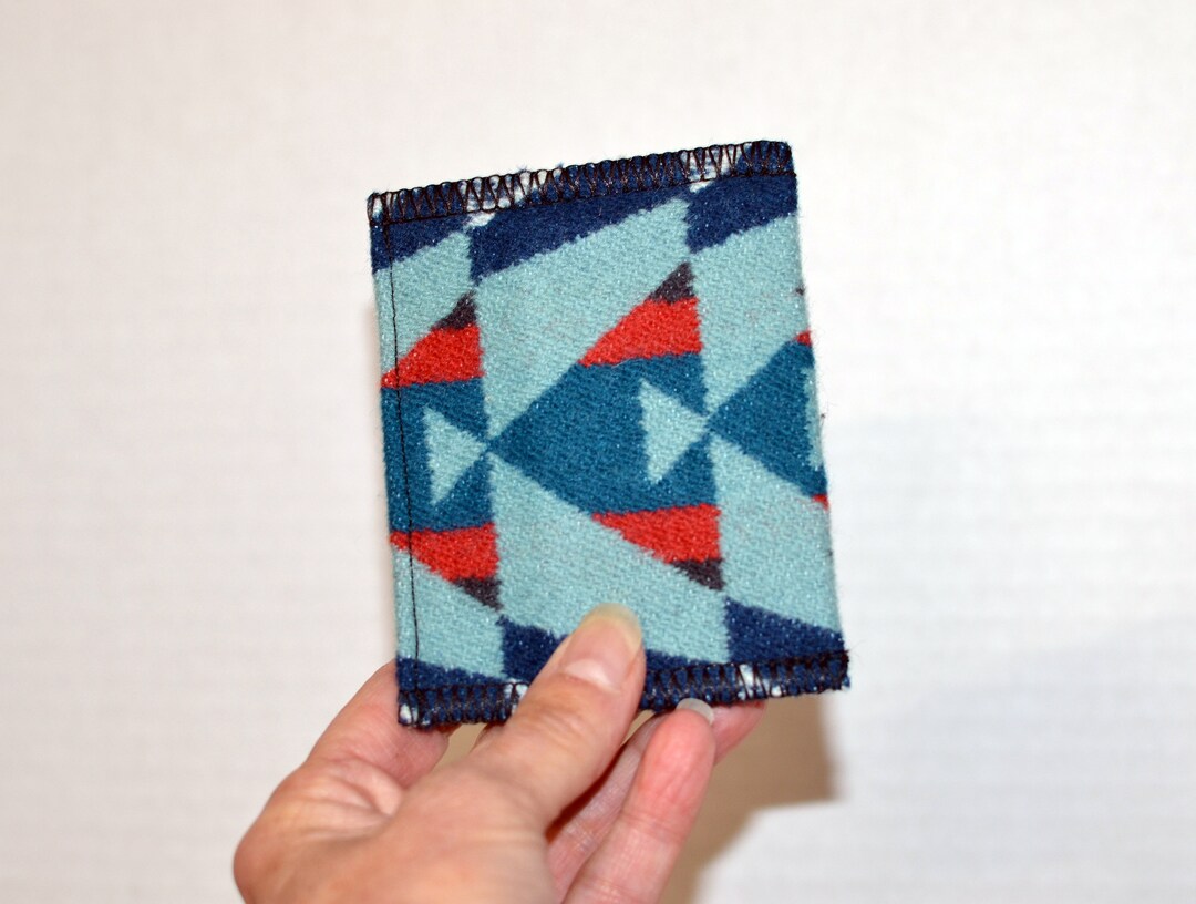 Slim Trendy Wool Wallet Aqua Coral Navy Native American Design - Etsy
