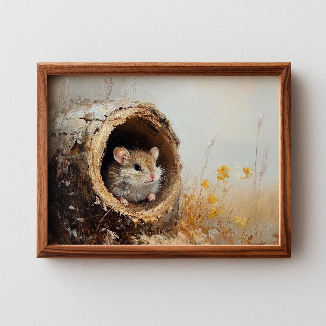 Rustic Mouse in Hollow Log Printable - Charming Animal Art, Cottagecore ...