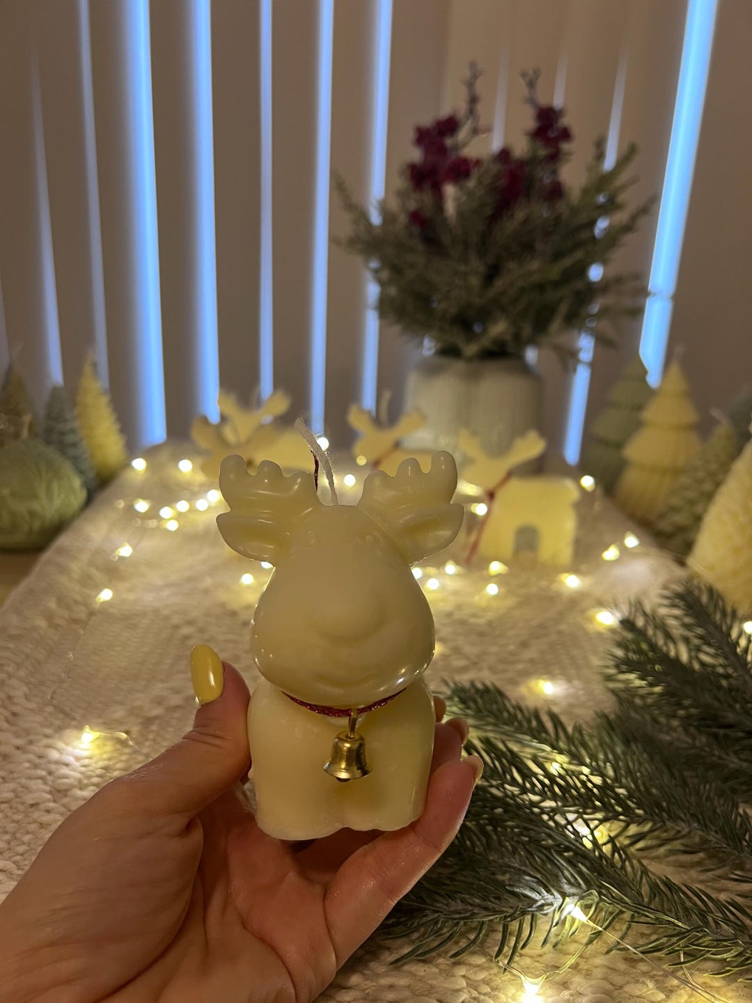 Reindeer Candles – Handmade Winter Decor, Cozy Holiday Gift, Natural ...
