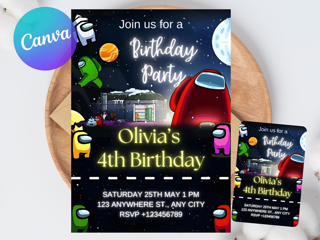 Among Us Invitation Birthday Invitation | Kids Birthday Invitation ...