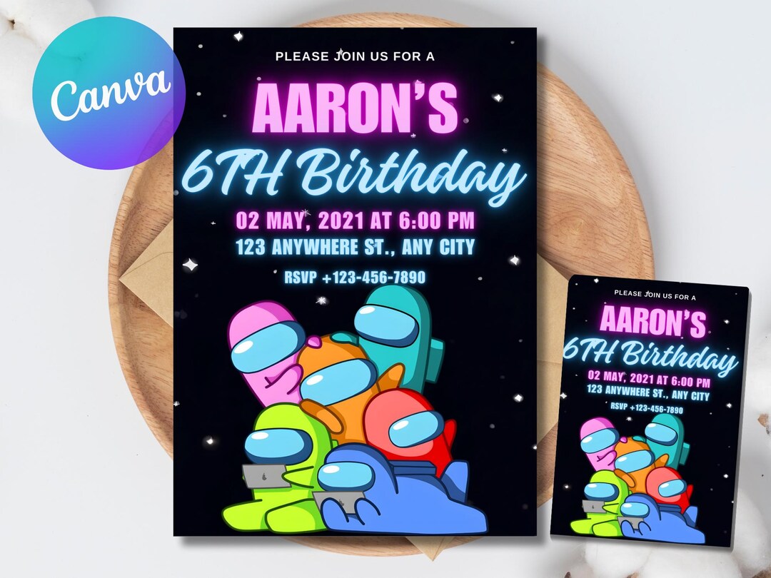Among Us Invitation Birthday Invitation | Kids Birthday Invitation ...