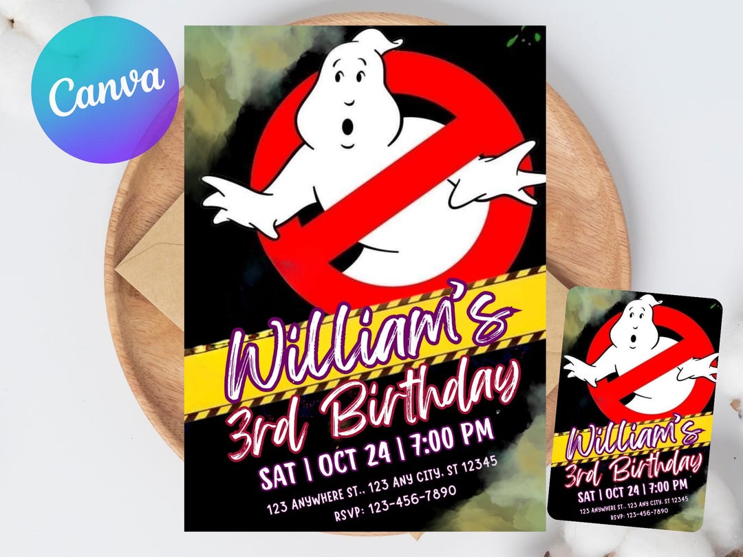 Editable Ghostbusters Birthday Invitation | Printable Ghostbusters ...
