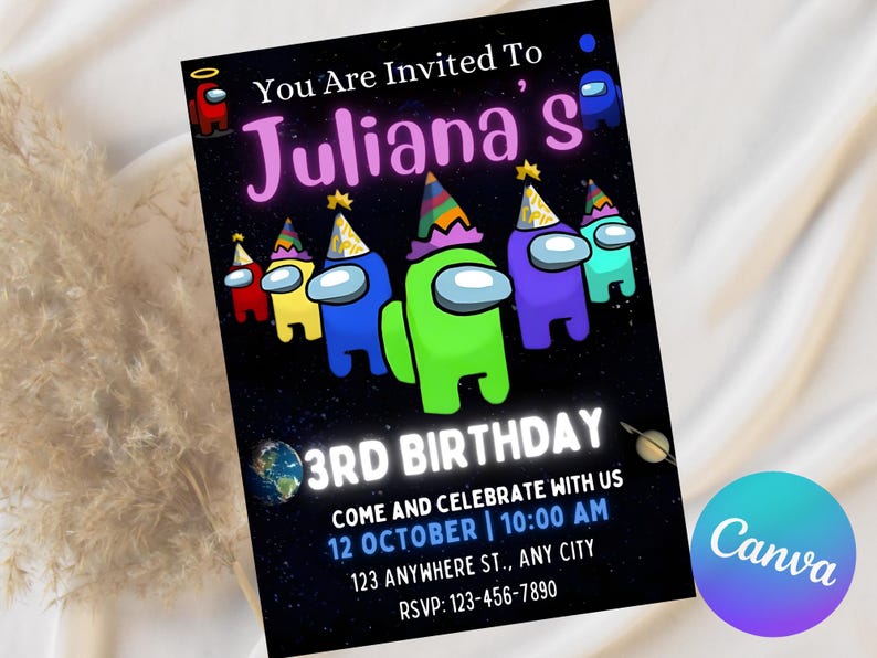 Among Us Invitation Birthday Invitation | Kids Birthday Invitation ...