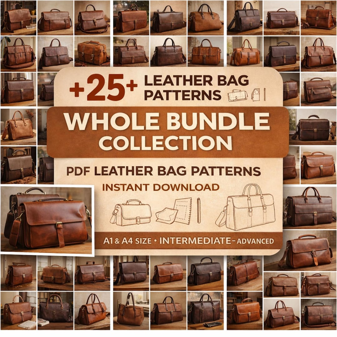 25 Leather Bag Patterns Bundle PDF | Leather Bag Pattern Pack ...