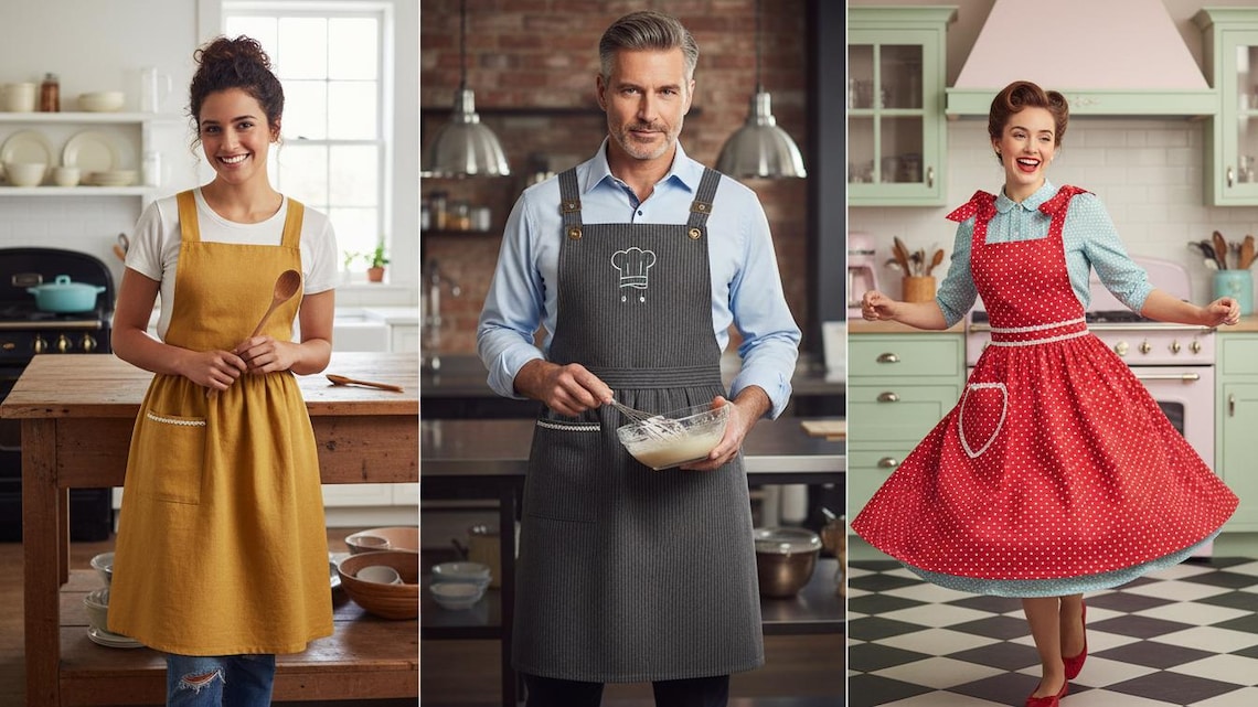 Kitchen Apron Sewing Pattern PDF | Easy Pinafore Apron Pattern for ...