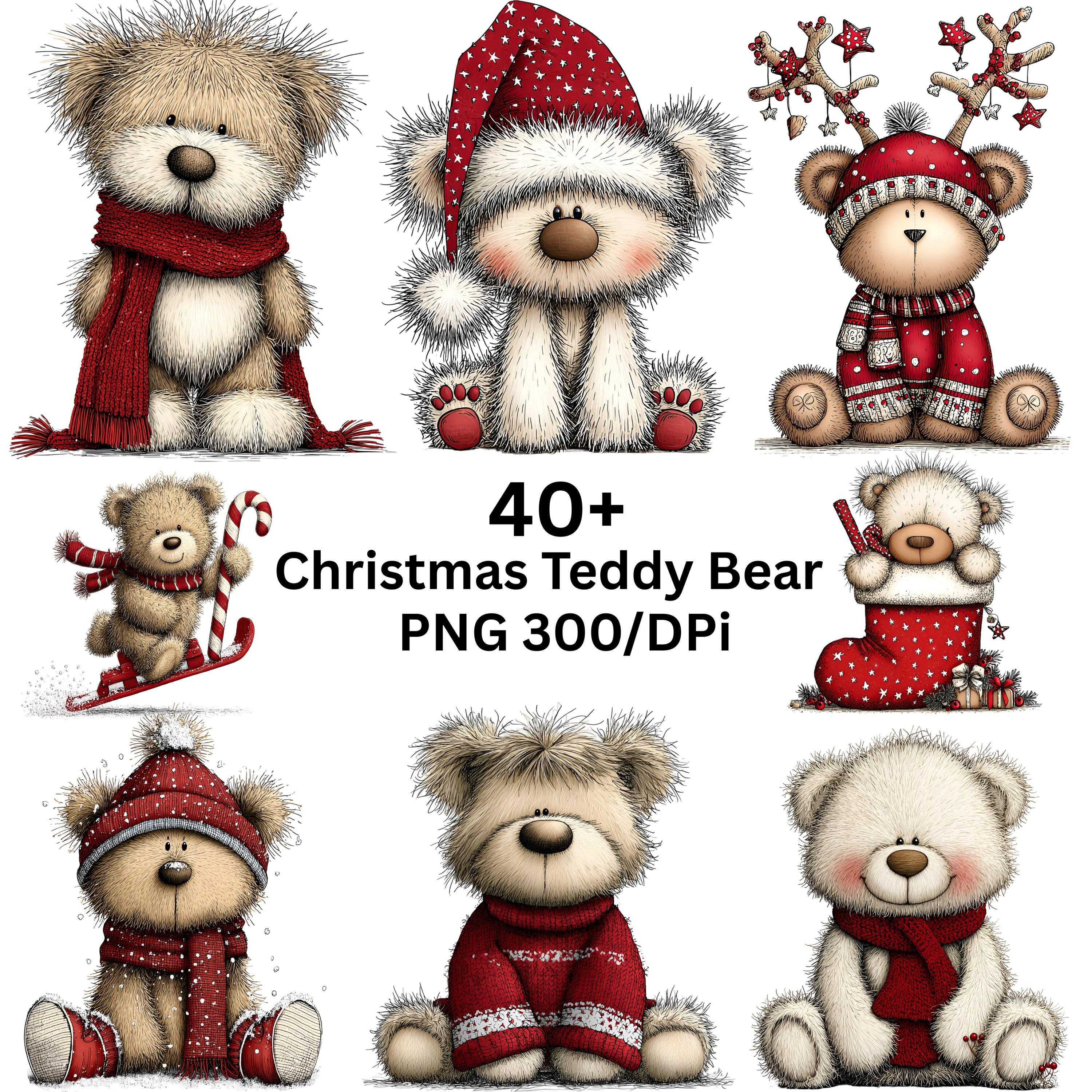 Christmas Teddy Bear Clipart: Festive Holiday Graphics (digital ...
