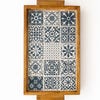 Handmade Ceramic Tile Tray | Wood Serving Board With Handles - Etsy