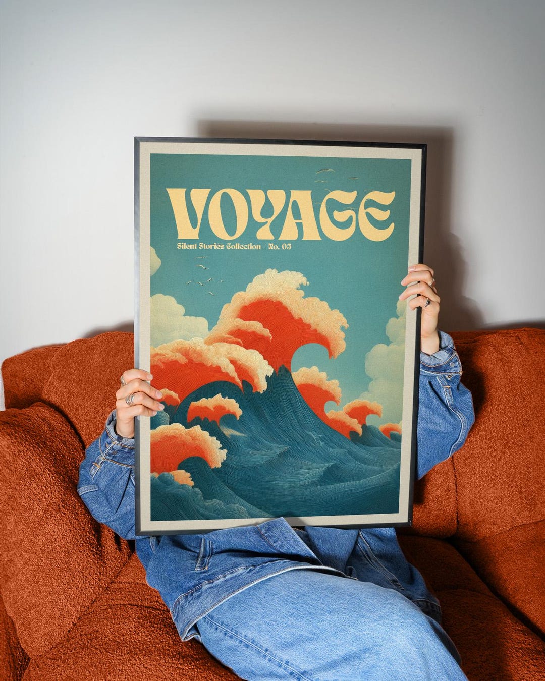 Retro Waves Poster: Mid-century Modern Ocean Print, Surreal Travel Wall ...