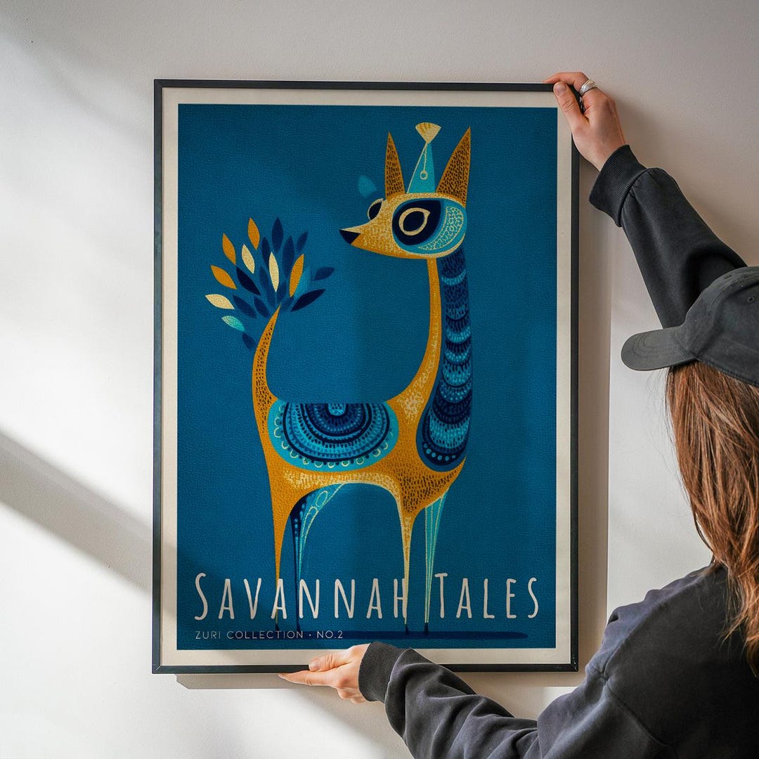 Antelope Poster: Mid-century Modern Folk Art Geometric Print - Etsy