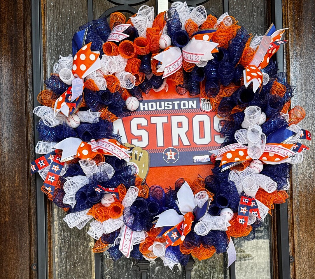 Houston Astros Baseball Wreath Front Door Decor, Astros Fan Gift, MLB ...
