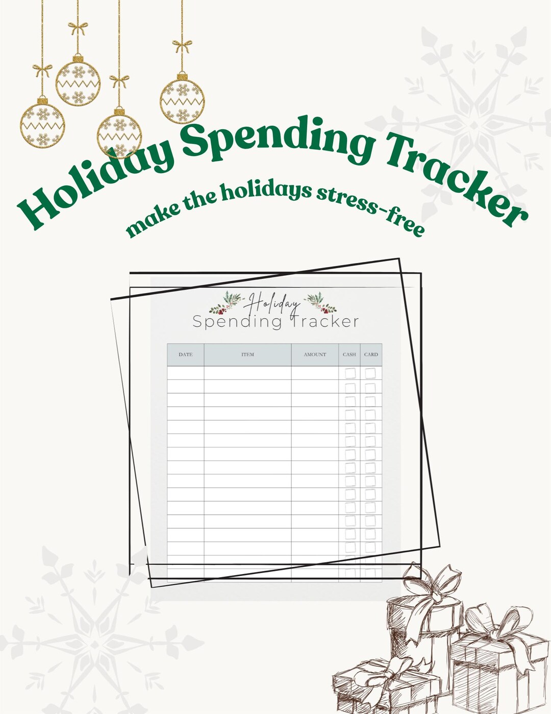 Holiday Spending Tracker Printable | Minimal Christmas Budget Sheet ...