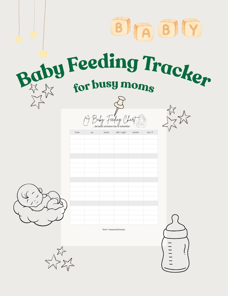 Baby Feeding Tracker Printable: Infant Feeding Log (PDF) - Etsy
