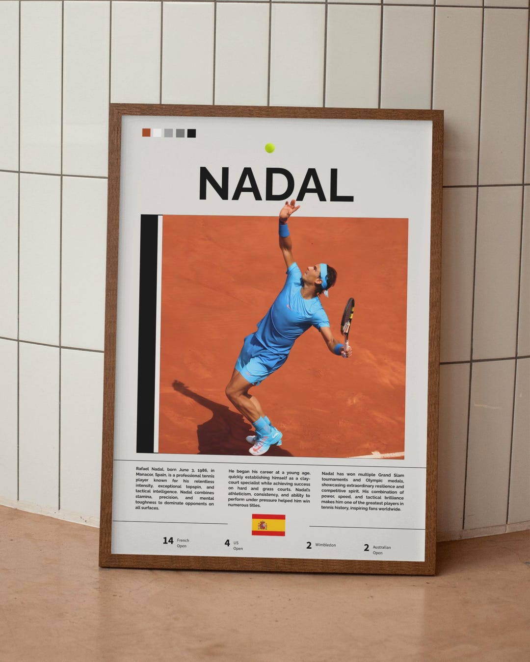 Rafael Nadal Poster, Nadal Tennis Print, Sports Poster, Tennis Poster ...