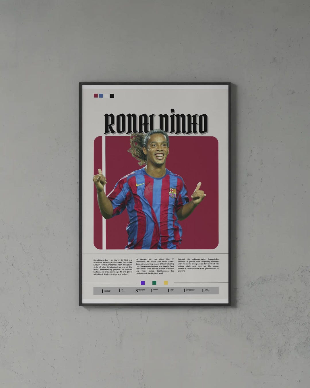 Ronaldinho Poster, Barcelona Print, Sports Poster, Soccer Gifts ...