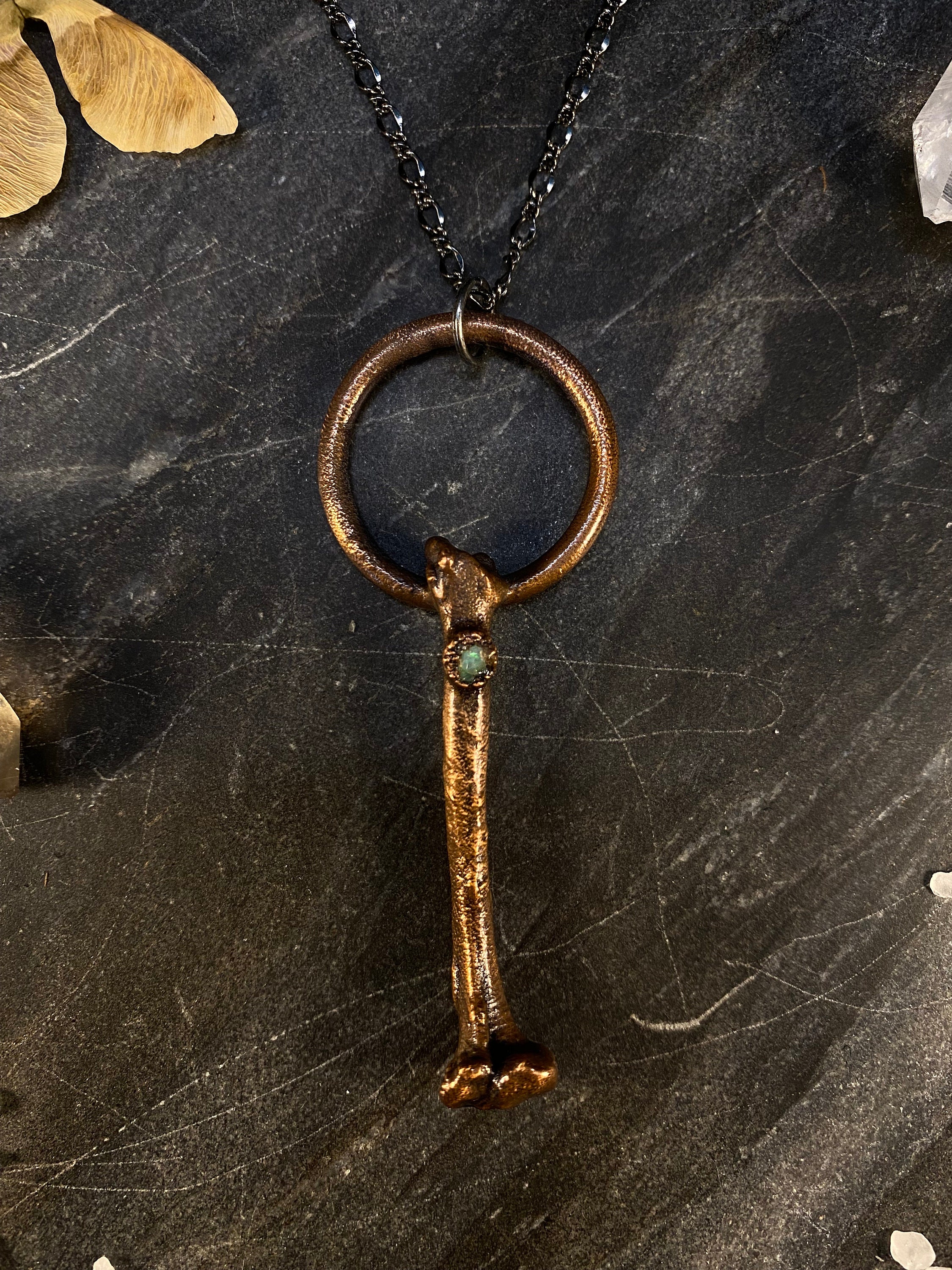 Femur Bone Talisman Opal Necklace *forest Witch Collection* - Etsy