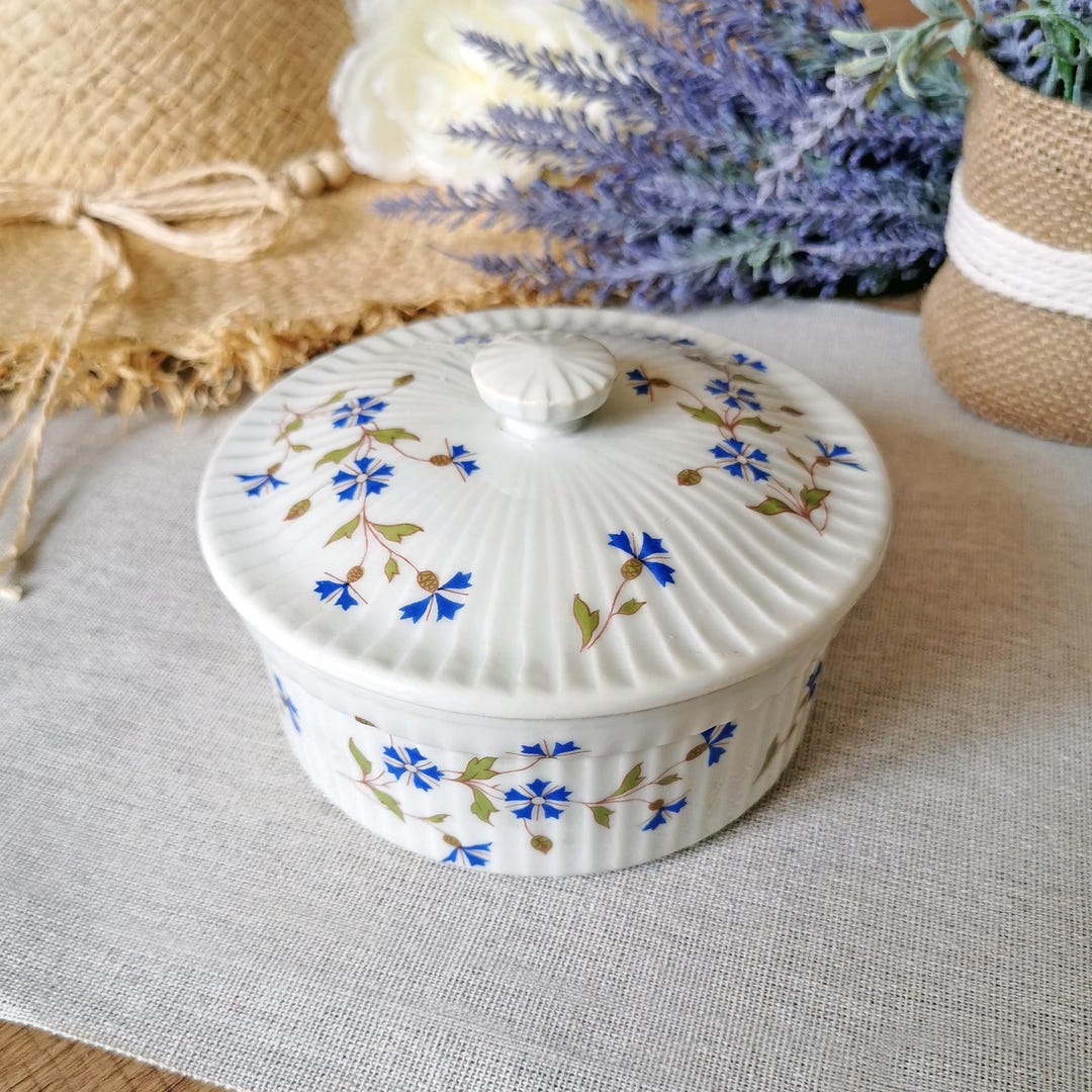 Apilco Limoges Porcelain Box – Blue Cornflower Floral Design, 1950s–60s ...