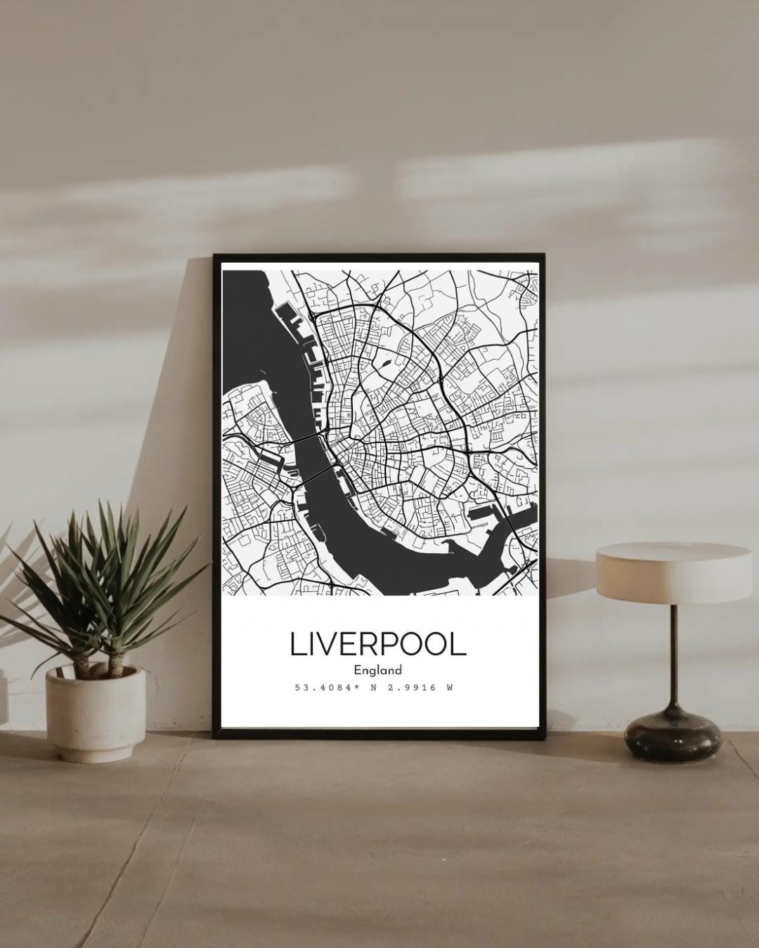 Liverpool City Map Poster Black and White Street Map Print Modern ...