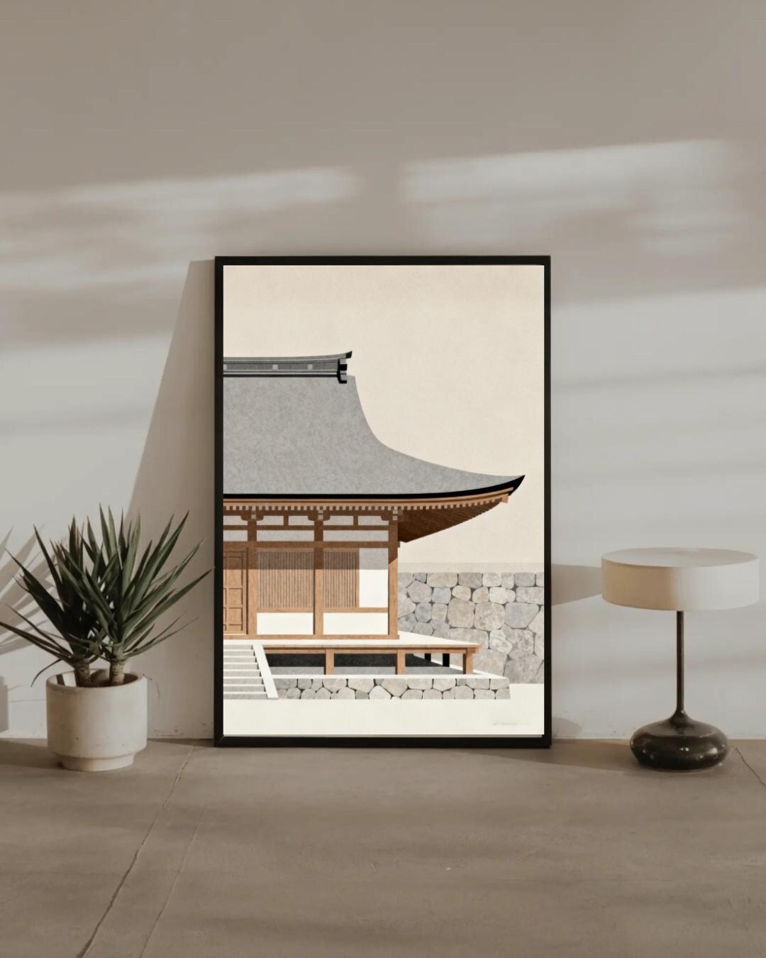 Minimalist Japanese Temple Side View Poster | Traditional Zen ...