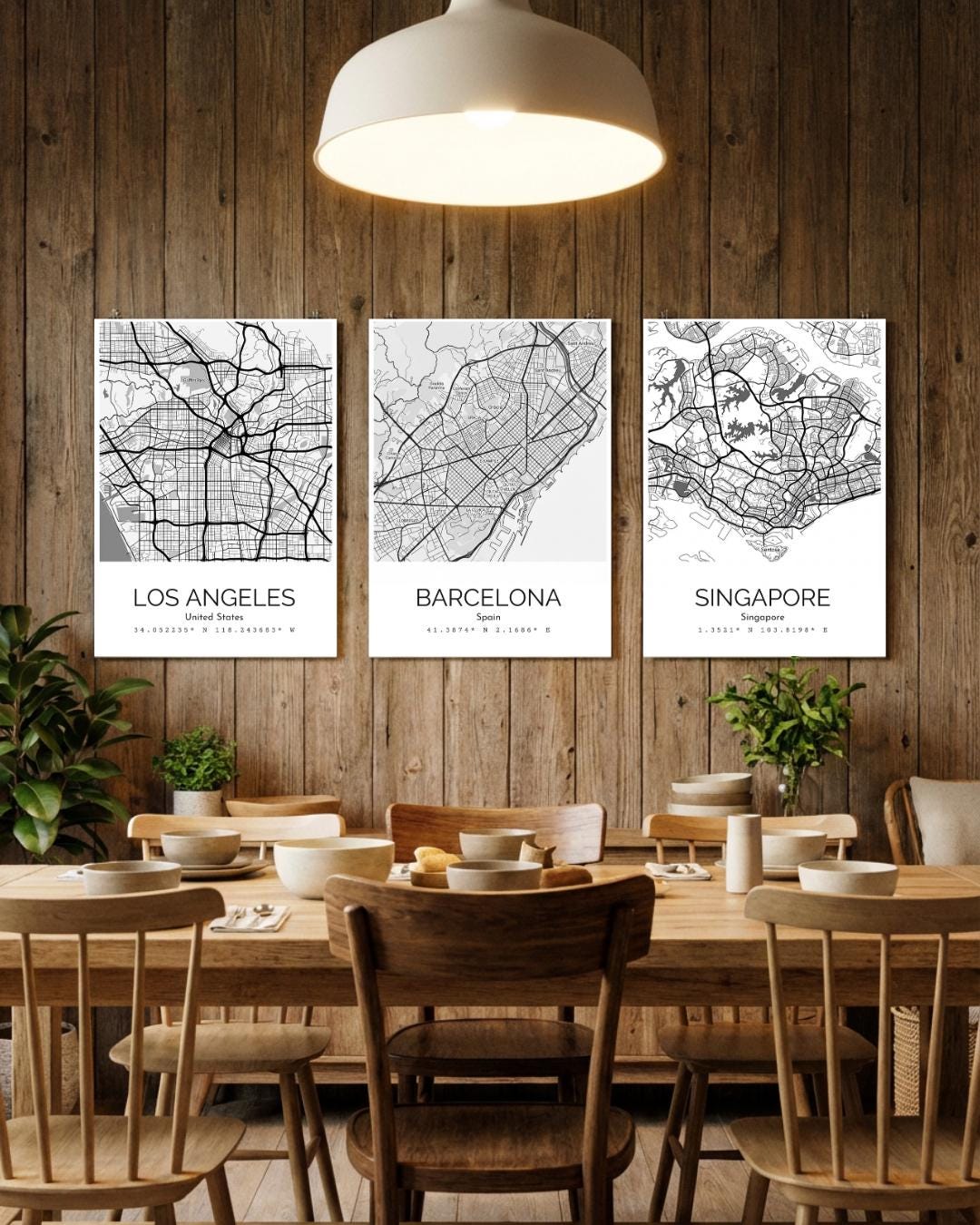 Personalized Set of 3 Any City Map Prints Office Wall Art, Set of 3 ...