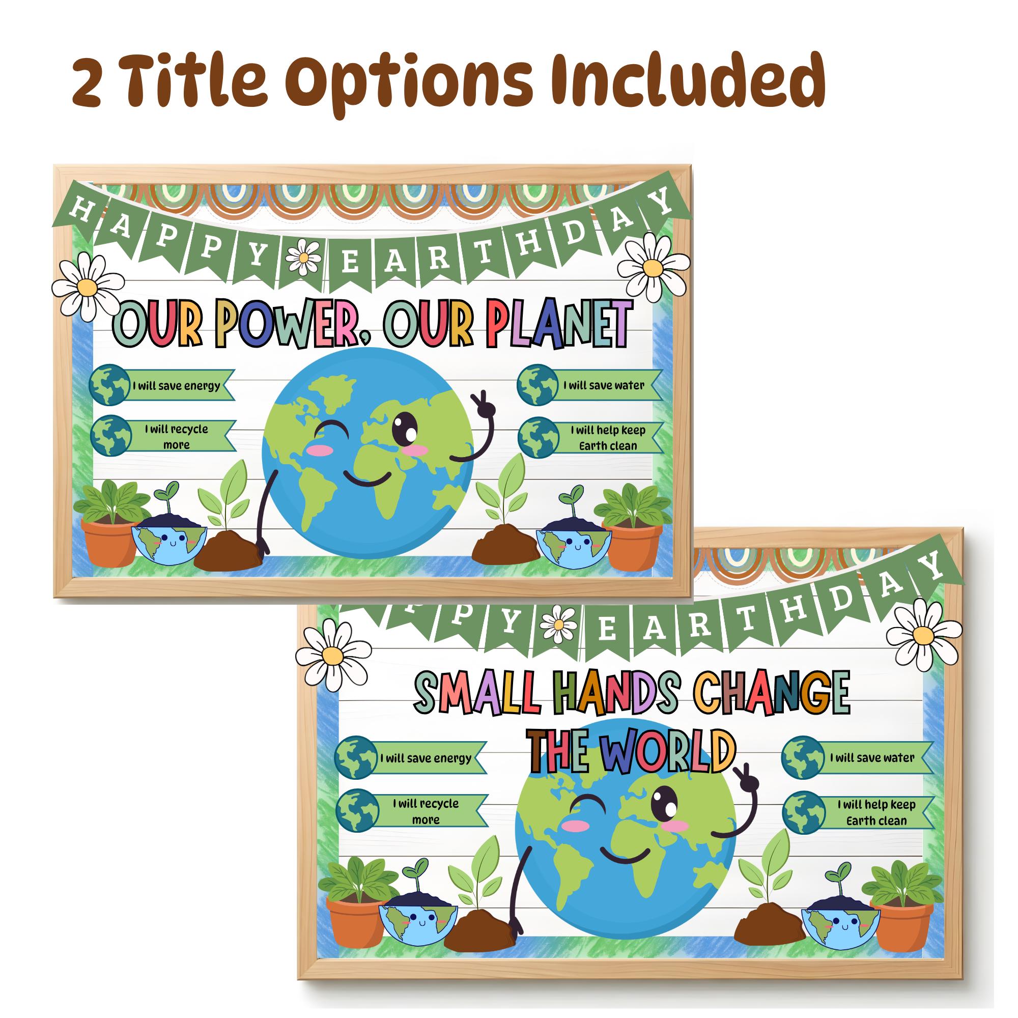 Earth Day Bulletin Board Kit, Our Power Our Planet Classroom Decor ...