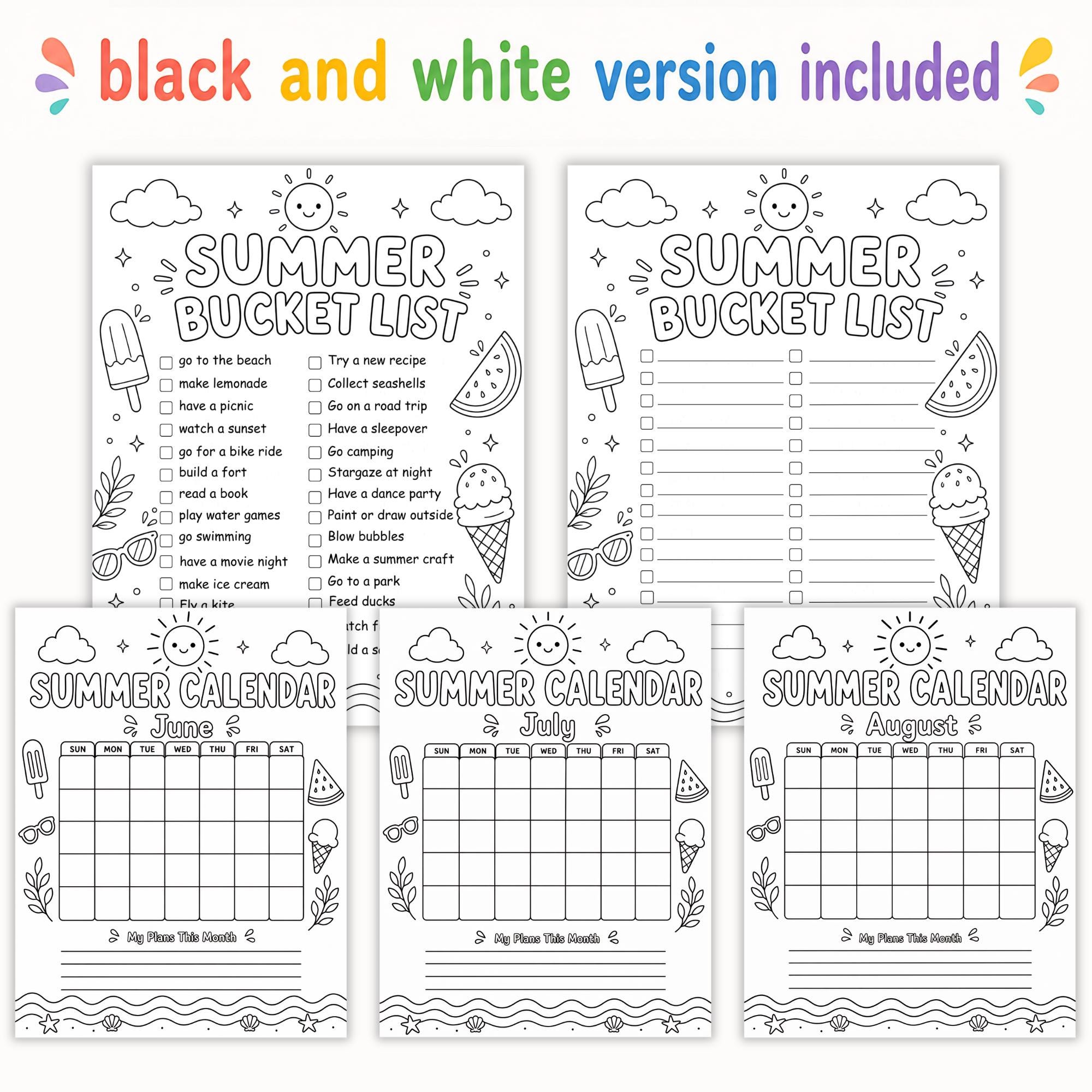 Editable Summer Bucket List Printable for Kids, Editable Canva Template ...
