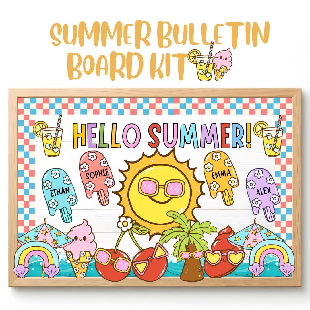 Summer Bulletin Board Kit | Retro End of Year Classroom Decor | in Our ...