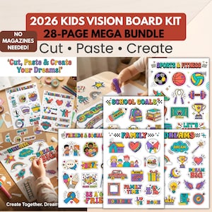 2026 Kids Vision Board Kit Printable, Vision Board for Kids,family ...