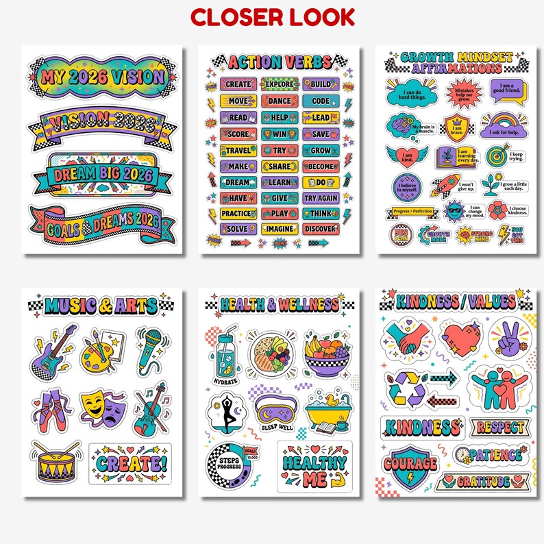 2026 Kids Vision Board Kit Printable, Vision Board for Kids,family ...