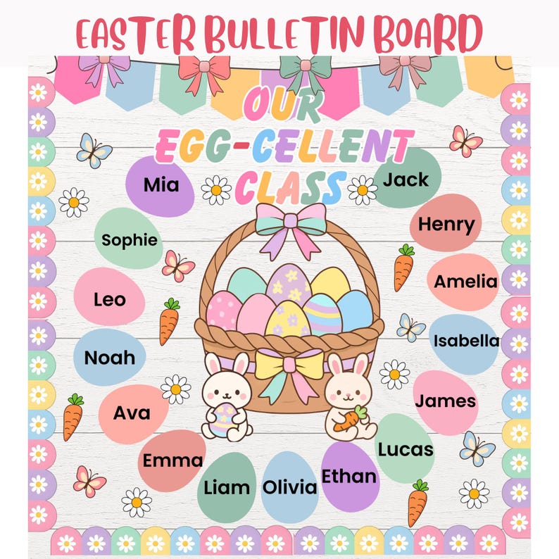 Easter Bulletin Board Kit | Easter Egg Class Decor | Printable March ...