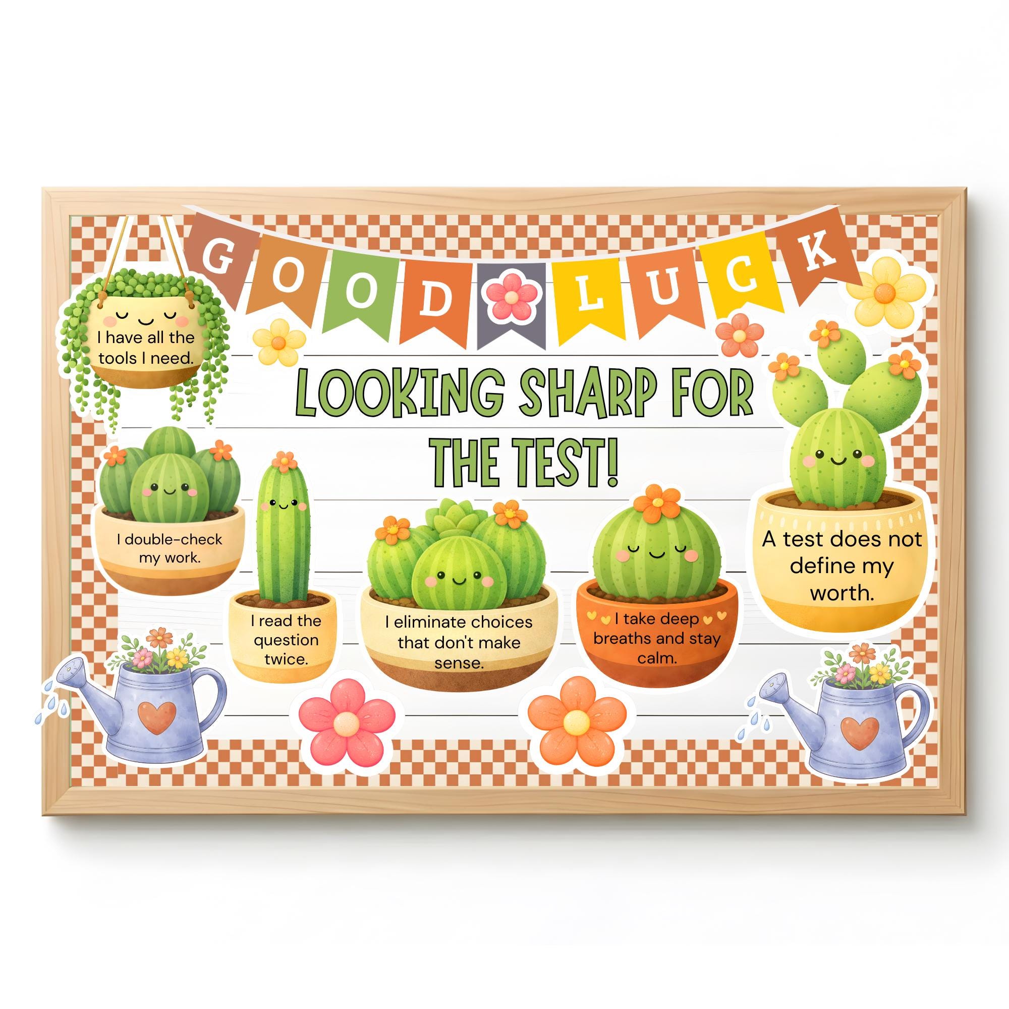 Testing Bulletin Board Kit, Cactus Classroom Decor, Growth Mindset ...