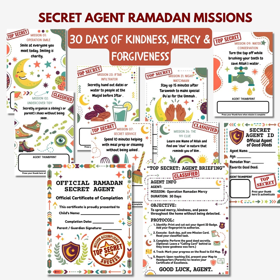 Printable Ramadan Good Deeds Cards for Kids, 30-day Printable Ramadan ...