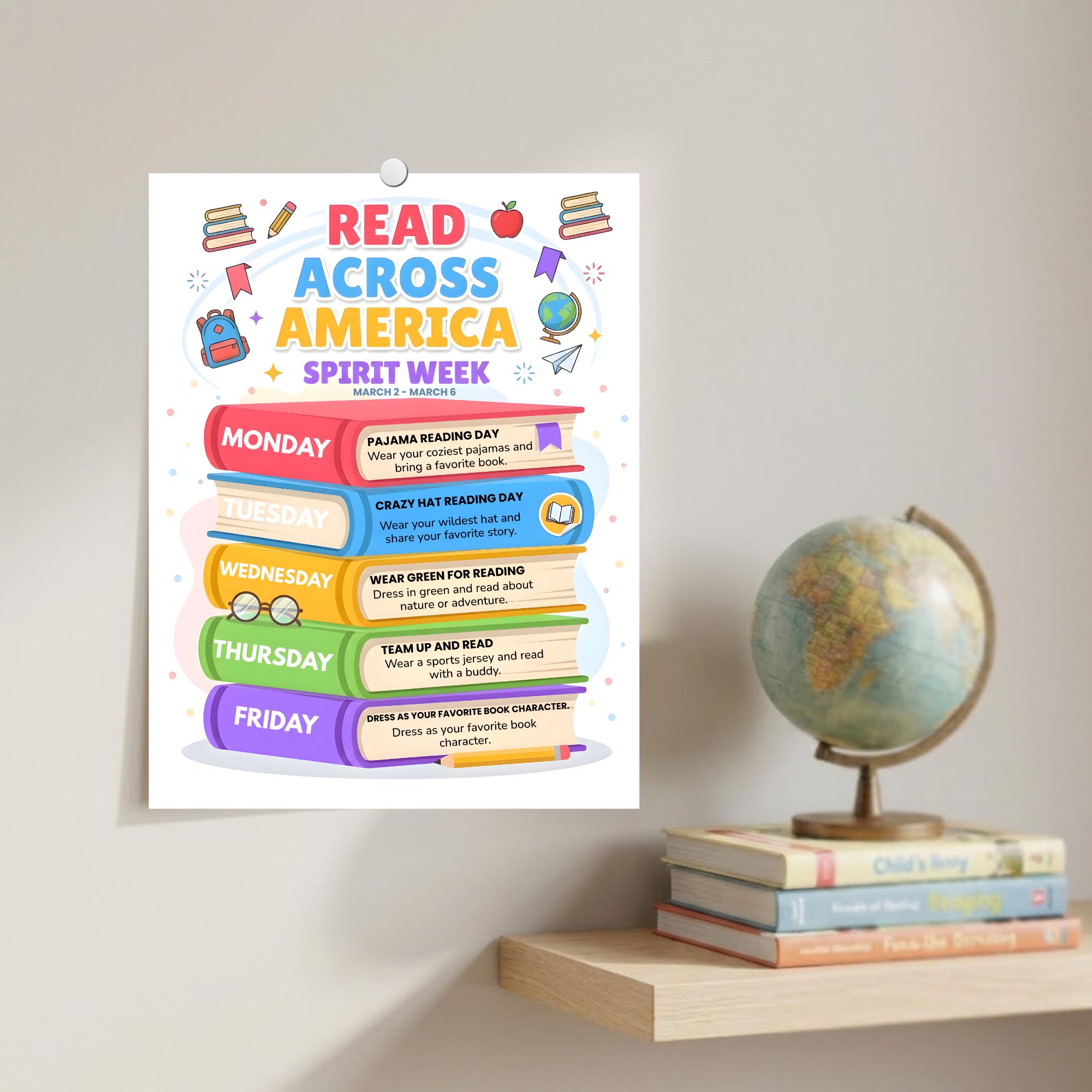 Read Across America 2026 Spirit Week Flyer, Editable Canva Template ...
