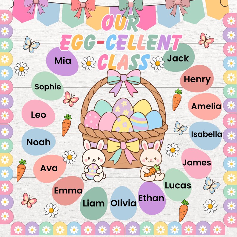Easter Bulletin Board Kit | Easter Egg Class Decor | Printable March ...