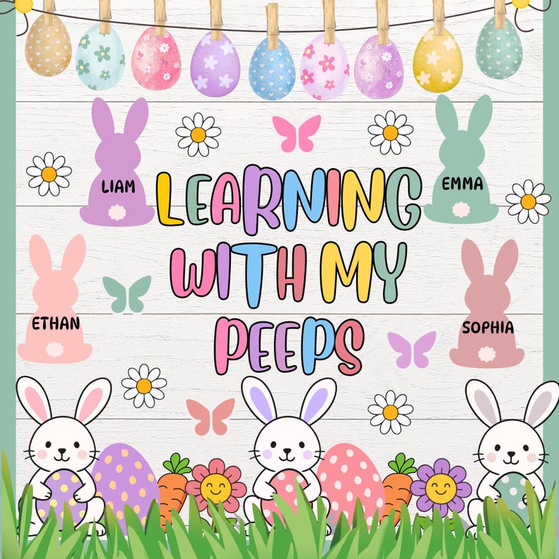 Easter Bulletin Board Kit | Printable March April Classroom Decor ...