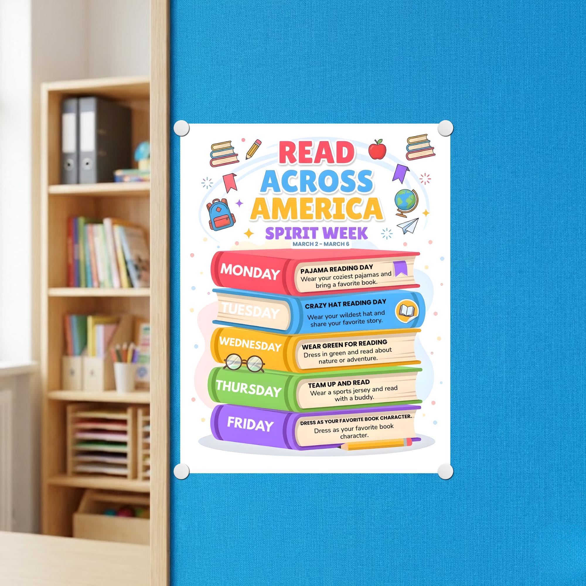 Read Across America 2026 Spirit Week Flyer, Editable Canva Template ...