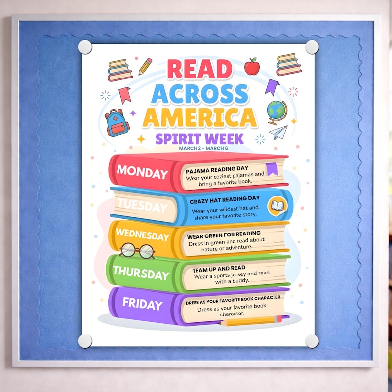 Read Across America 2026 Spirit Week Flyer, Editable Canva Template ...