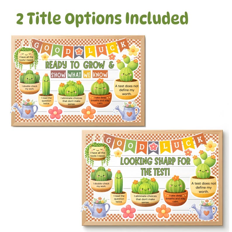 Testing Bulletin Board Kit, Cactus Classroom Decor, Growth Mindset ...