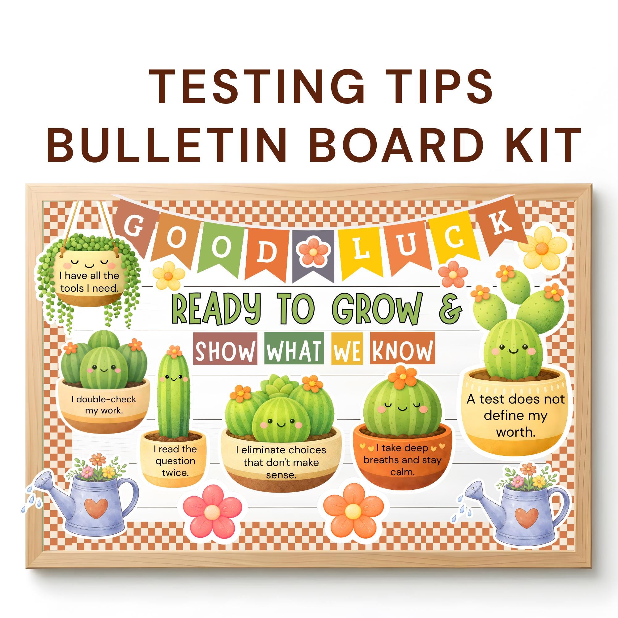 Testing Bulletin Board Kit, Cactus Classroom Decor, Growth Mindset ...